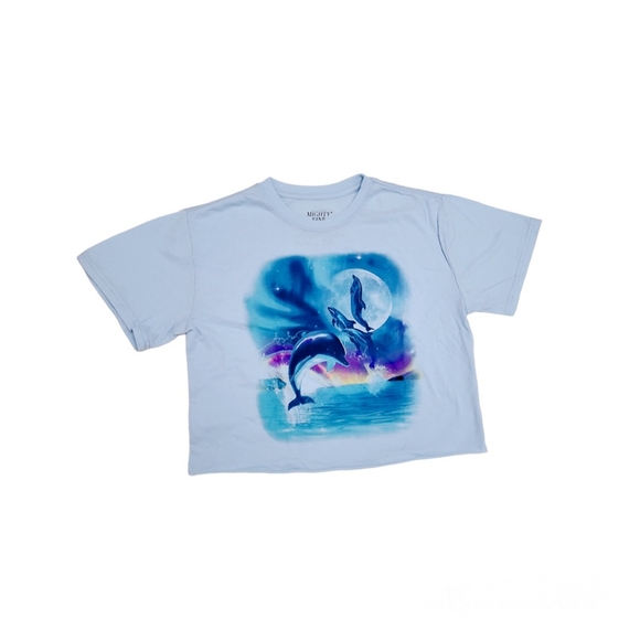 Mighty Fine | Tops | Womens Dolphins Cropped Graphic Tshirt | Poshmark